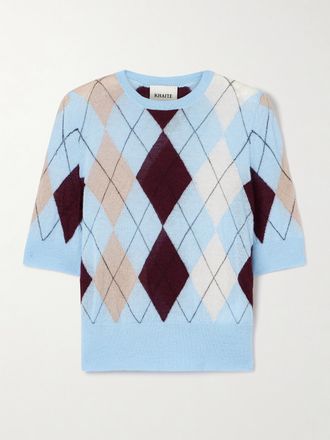 Khaite Anders Pullover Aus Einer Kaschmir-mohairmischung Mit Argyle-muster - Blau