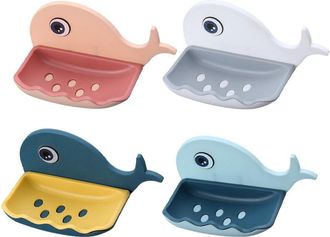 Amosfun 4 Stück Wal-Seifenhalter Seifen Halter ablagekörbe Badezimmer Seifenhalter Wandmontierte Seifenschale für zu Hause Karikatur Seifenkiste Wandbehang Pl