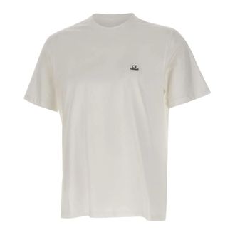 C.P. Company C.p. Company, Homme, Tops, Blanc, Taille: M T-shirt &agrave; manches courtes avec logo appliqu&eacute; en jersey 30/1
