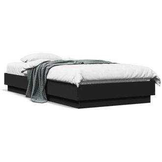 vidaXL Bettgestell mit led Schwarz 75x190 cm Vidaxl