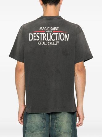 Saint Mxxxxxx Distressed Graphic Print T-shirt - Black