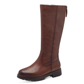 Jana Damen Hohe Stiefel ohne Absatz mit Reißverschluss Vegan, Braun (Cognac), 39 EU