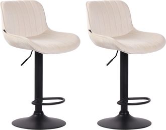 Clp 2er Set Barhocker Lentini Samt I Thekenhocker Höhenverstellbar I Barstühle Mit Fußstütze I 360° Drehbar I Tresenstühle Mit Trompetenfuß, Farbe:Creme, 