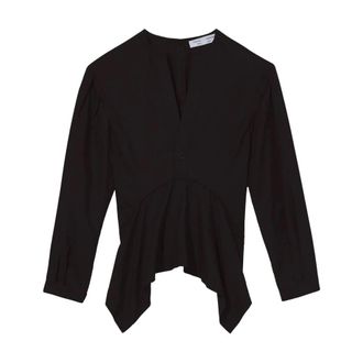 Proenza Schouler V-Ausschnitt Popeline Freizeitbluse - - Blouses & Shirts - Damen - Schwarzk - XS