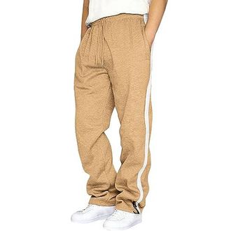 Generic Pantalon de sport pour homme - Long - En coton l&eacute;ger - Pantalon de jogging - Confortable - Baggy droit - Avec cordon de serrage et poches - Pantalon d