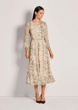 Madeleine Midikleid Elegantes Kleid mit Animal-Print Zart transparent mit elastischer Taille und langen &Auml;rmeln