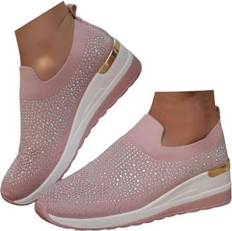 Generic Baskets scintillantes pour femme, chaussures habill&eacute;es et l&eacute;g&egrave;res en maille &agrave; enfiler pour la marche, confortables, d&eacute;contract&eacute;es, mocassins orthop&eacute;di