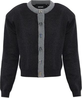 Rotate Rotate Birger Christensen, Femme, Pulls, Gris, Taille: 40 FR Logo Cardigan