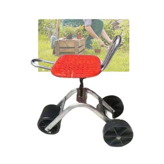 Generic 360 Grad Drehbarer, H&ouml;henverstellbarer Stuhl, Rollbarer Gartenarbeitsstuhl Mit R&auml;dern, Zusammenklappbar for Rasen, Hof Und Garten(3-Wheeled)