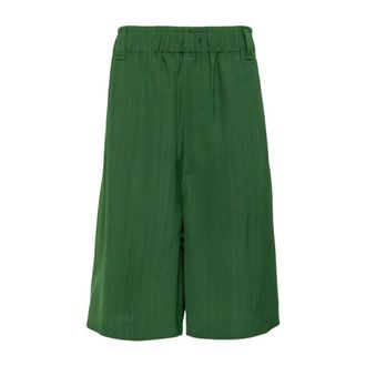 Jacquemus Homme, Shorts, Vert, Taille: L Shorts Bermuda Vert Forêt avec Logo Appliqué