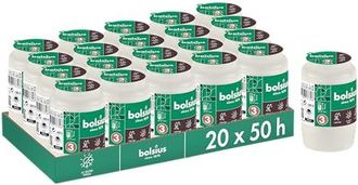 Bolsius Bolsius Grablicht - Weiß - 20 Stk. - Länge Brenndauer 2 Tage - Trauerkerze & Gedenkstätte Kerzen - Sauberes Abbrennen - Ohne Palmöl