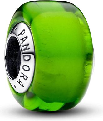 Pandora Moments Grünes Murano-Glas Mini-Charm aus Sterling Silber, Kompatibel Moments Armbänder, 793106C00