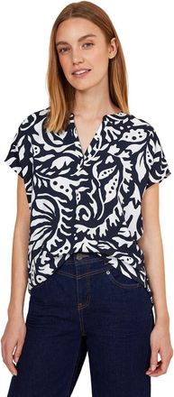 Street One Damen A344570 Sommer Bluse mit Print, Deep Blue, 34 EU