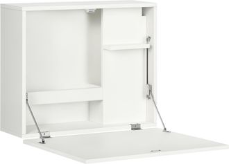 HOMCOM Klappbarer und platzsparender Wandschreibtisch mit Ablagen, f&uuml;r Arbeitszimmer, Wohnzimmer und B&uuml;ro, aus Spanplatte und MDF, 60x21,5x50 cm, Wei&szlig;