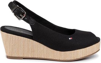Tommy Hilfiger Espadrilles Iconic Elba Sling Back Wedge FW0FW04788 Schwarz