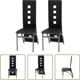 Nova The Living Store Chaises &agrave; manger lot de 2 noir similicuir - Chaise De Salle &agrave; Manger - Chaise Moderne - Chaise Confortable - Chaise Noire