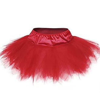 Generic Leuchtwelten Jupe crayon classique en tulle &eacute;lastique style ann&eacute;es 1950 avec dentelle, rouge, 5XL