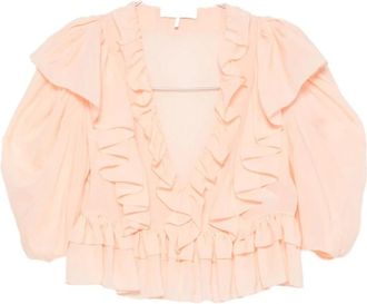 Chlo&eacute; Femme, Blouses et Chemises, Rose, Taille: 40 FR Blouse en soie &agrave; volants
