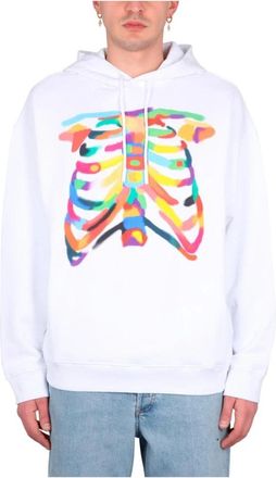 Marcelo Burlon Homme, Sweatshirts et sweats &agrave; capuche, Blanc, Taille: M Skeleton Print Sweat &agrave; capuche