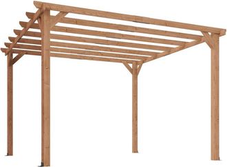 OUTSUNNY Pergola en bois - tonnelle ext&eacute;rieur - Outsunny - structure robuste avec poteaux 90 mm et 7 poutres - 3 x 3 m - effet bois d&eacute;rable
