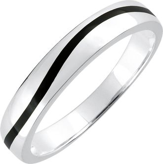 Edenly Herrentrauring Dämmerschein - Welle - Weißgold und schwarzer Lack - 18 Karat