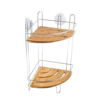 MSV Etag&egrave;re de Douche dangle &agrave; ventouses en Bambou