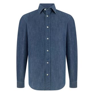 Boggi Milano Homme, Chemises, Bleu, Taille: M Chemise &agrave; Col Bowling