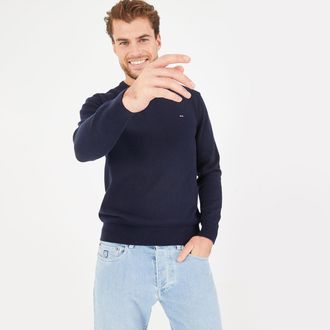 Eden Park Pull Bleu Marine &Agrave; Col Rond En Coton Old Ref Pp