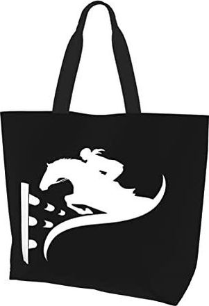 AOOEDM Jumping Horse Outdoor Flag Home Ladies Canvas Tote Sac &agrave; provisions r&eacute;utilisable