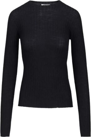 Balenciaga Rippstrick-Pullover mit Rundhalsausschnitt - - Knitwear - Damen - Schwarzk - M
