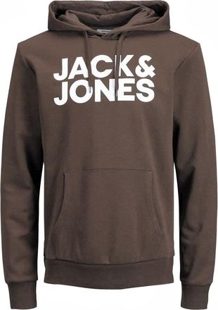 Jack & Jones Herren JJECORP Logo Sweat Hood, Mulch/Large Print/W White, XXXL