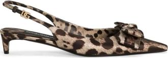 Dolce & Gabbana Femme, Chaussures, Multicolore, Taille: 38 EU Escarpins Slingback 30 mm en Satin Imprim&eacute; L&eacute;opard