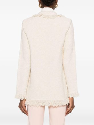 Elisabetta Franchi Fringed-Trim Cotton Blazer - cream