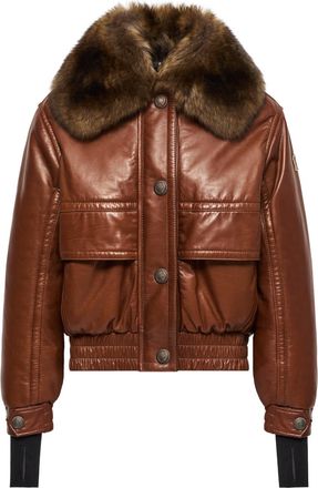 Moncler Moncler Issoire Shearling-trimmed Leather Padded Bomber Jacket, Women, Brown, Size: 1