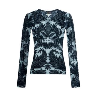 Etro Lang&auml;rmeliges Oberteil mit Paisley-Print und Rundhalsausschnitt - - Tops - Damen - Mehrfarbig - S