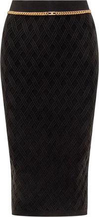 Elisabetta Franchi Femme, Jupes, Noir, Taille: 42 FR Chain-embellished Geometric Midi Skirt