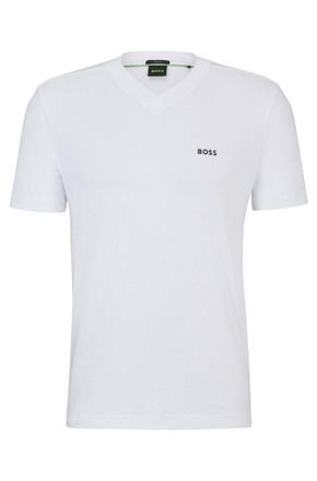 HUGO BOSS T-Shirt Tee V Regular Fit Stretch Jersey Cotton, Logo on Chest, V Ausschnitt