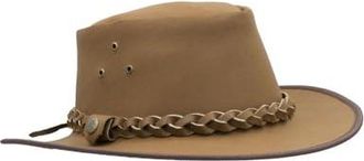 Walker and Hawkes Chapeau Traveller - Galon tress&eacute; - Cuir de Vachette - Outback - Marron Clair - Medium (58cm)