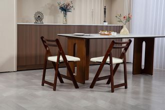 tidyard Klappstuhl aus Massivholz, faltbar platzsparend Stabiler Holzstuhl mit gepolsterter Sitzfl&auml;che f&uuml;r Zuhause B&uuml;ro Garten