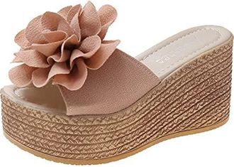 Generic Cocila Chaussures D&eacute;T&eacute; Femmes Et &eacute;T&eacute; Femmes Sandales Talon Compens&eacute; Fleur En Semelle &eacute;Paisse D&eacute;Contract&eacute; Nue Pied Ete Pieds Larges Plateforme Sandale 