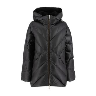 Moorer Schwarze Kapuzenrei&szlig;verschlussjacke Stilvoll Vielseitig - - Jackets - Damen - Schwarzk - S