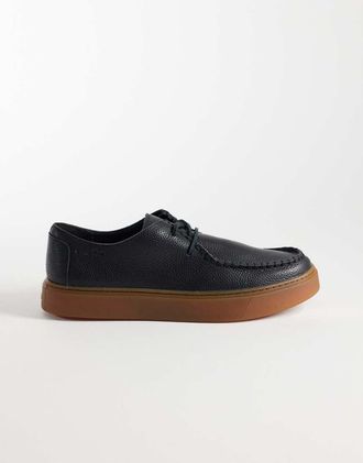 Calvin Klein Jeans - Chaussures bateau hybrides chunky en cuir &agrave; lacets - Noir