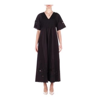Max Mara Maxikleid mit Lochstickerei - - Dresses - Damen - Schwarzk - XS