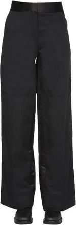 Raf Simons Femme, Pantalons, Noir, Taille: 38 FR Pantalon &agrave; Jambes Larges avec Bande Lat&eacute;rale