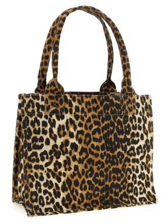 Ganni Leopard Tote Bag - Brown