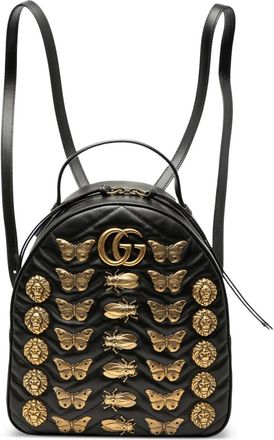 Gucci petit sac à dos matelassé en cuir à motif GG Marmont (2000-2015) - Noir