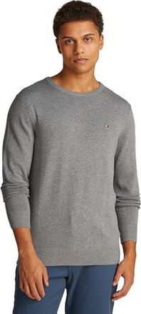 Tommy Hilfiger Pull Homme Essential Cotton Crew Neck en Coton, Gris (Medium Grey Heather), 3XL