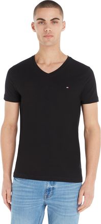 Tommy Hilfiger CORE STRETCH SLIM V-NECK TEE Kurzarm T-Shirts Herren, Schwarz (Black), XXL