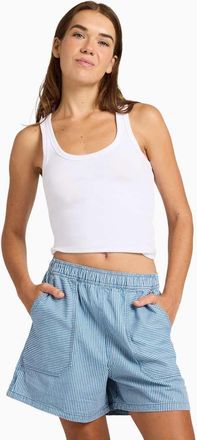 Roxy Stay Wavy - Mittellange Shorts in Kokosmilchwei&szlig; mit Streifen in Jeansblau