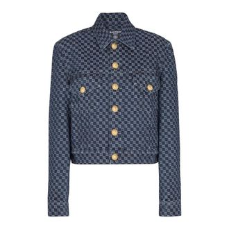 Balmain Monogrammierte Jeansjacke - - Jackets - Damen - Blau - S